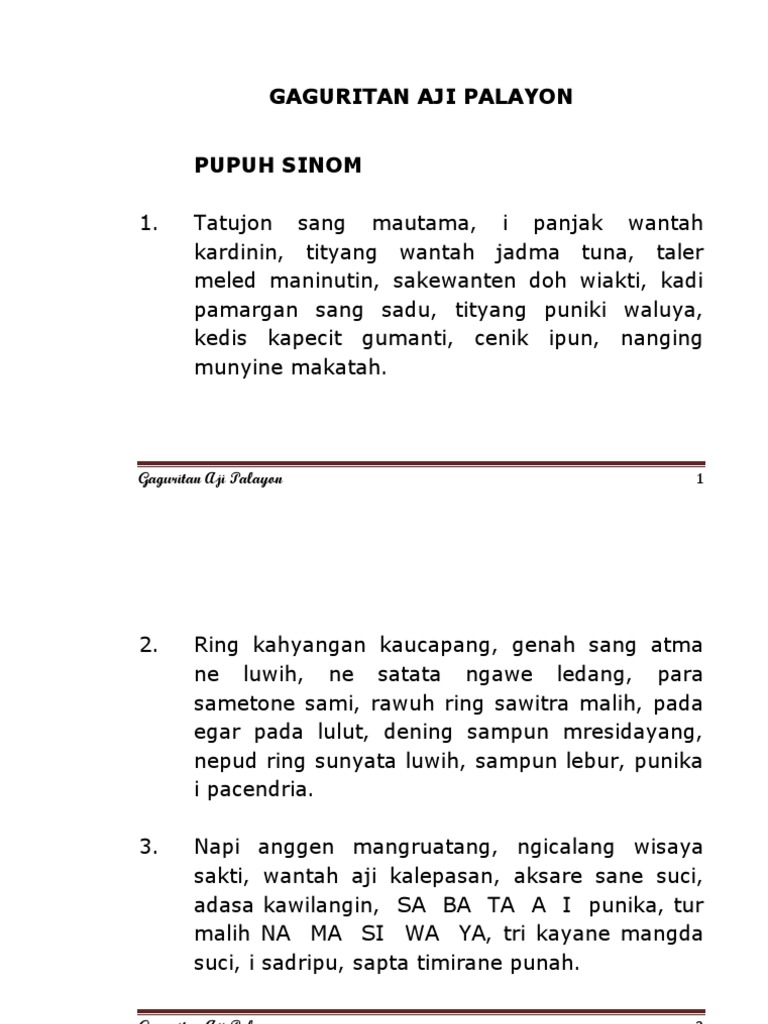 Gaguritan Aji Palayon, I Nyoman Tangkas, A.MA | PDF