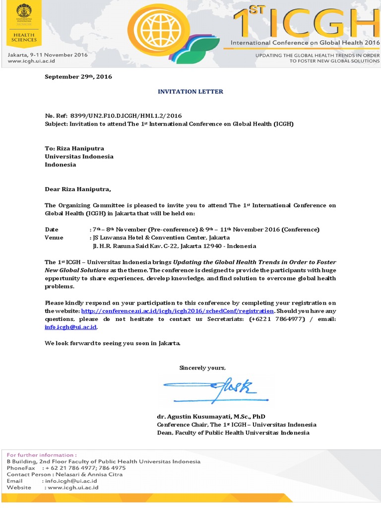 Invitation Letter (Poster Presenter) 41 PDF | PDF