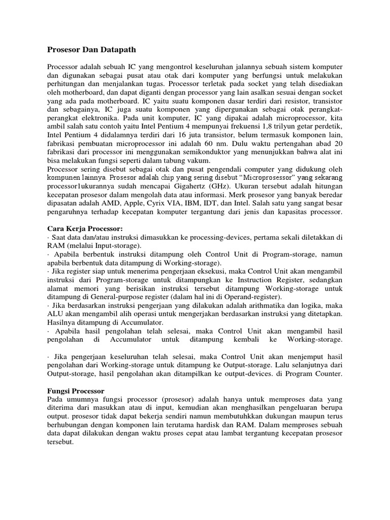 Prosesor Dan Datapath | PDF
