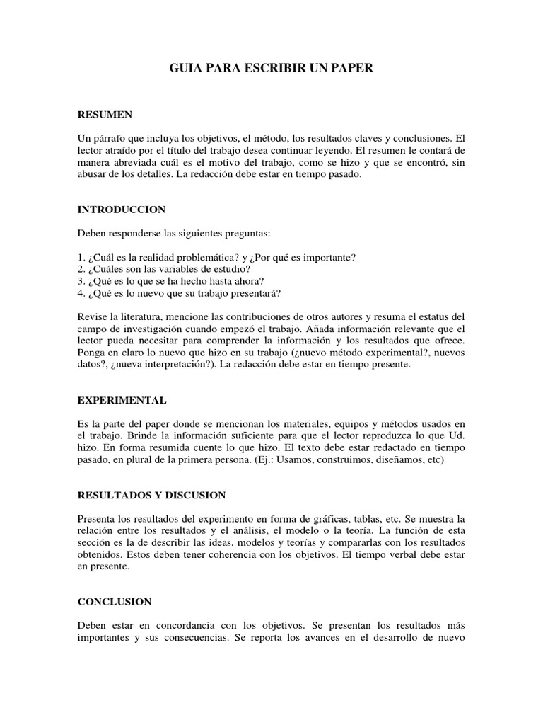Guía concisa para escribir un paper académico exitoso: Resumen de los ...
