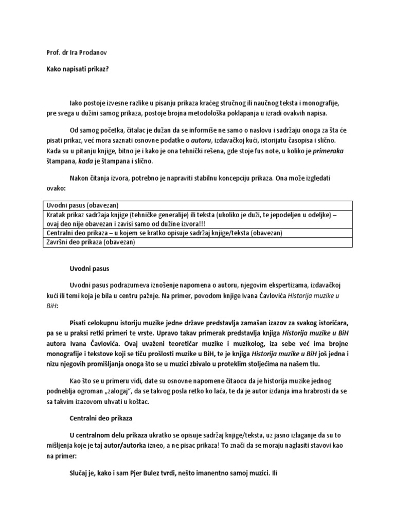 Kako Napisati Prikaz | PDF