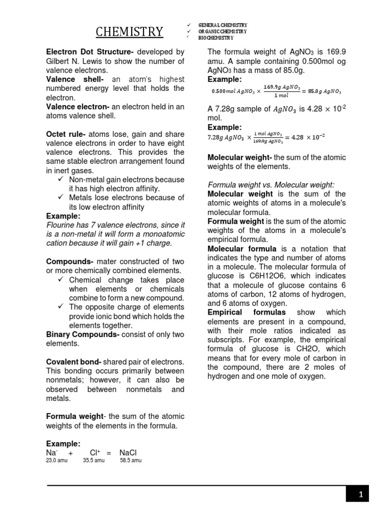 Chemistry: Formula Weight vs. Molecular Weight | PDF | Molecules ...