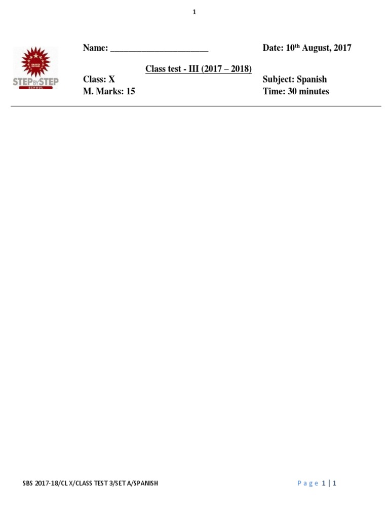 Class Test - III QP Set A | PDF