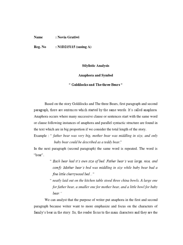 Analysis Goldilocks and 3 Bears | PDF | Goldilocks And The Three Bears ...