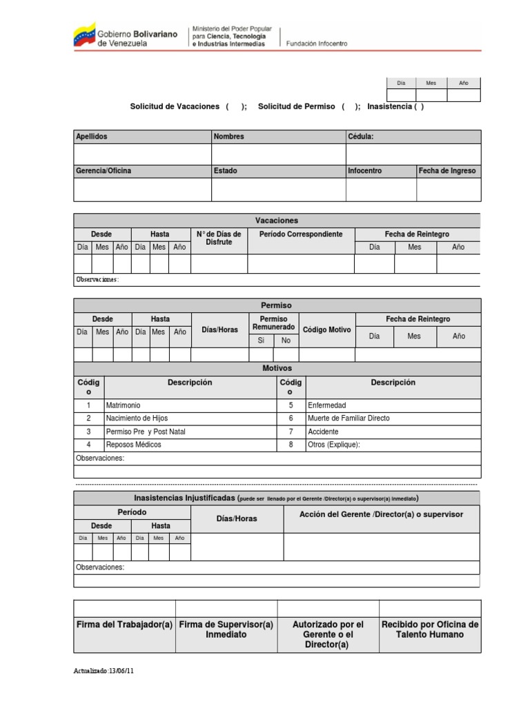 Formulario de Solicitud de Permisos | PDF | Salud y bienestar | Medicina