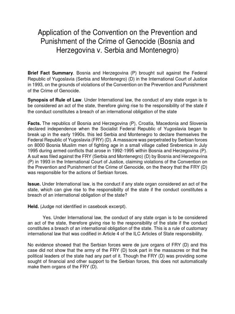 Bosnia v. Serbia: ICJ Genocide Ruling | PDF | Genocides | Bosnia And ...