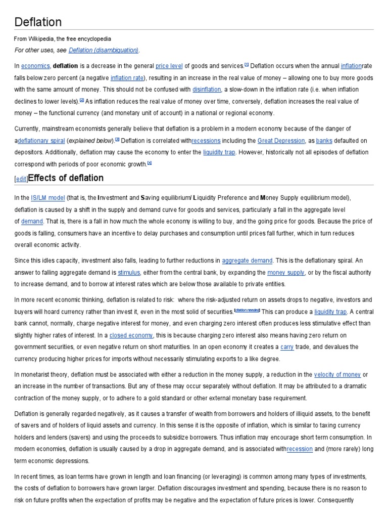 Effects of Deflation | PDF | Deflation | Inflation