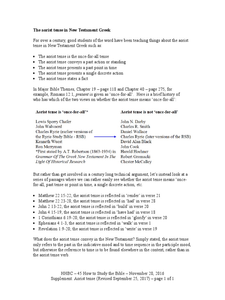 The Aorist Tense in New Testament Greek | PDF