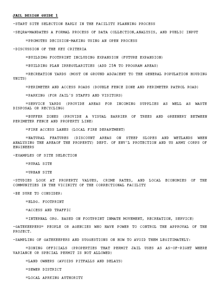 Jail Design Guide 1 2 Summary | PDF | Prison | Business