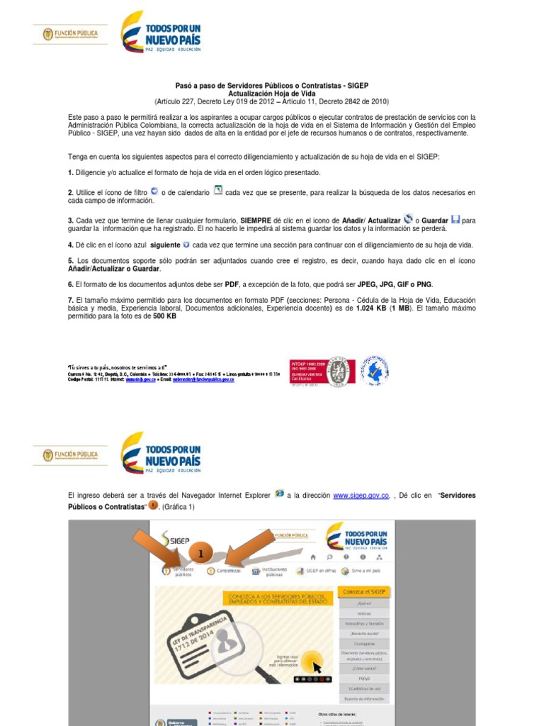 Paso A Paso Actualizacion HV SIGEP PDF | PDF | Point and Click | Internet