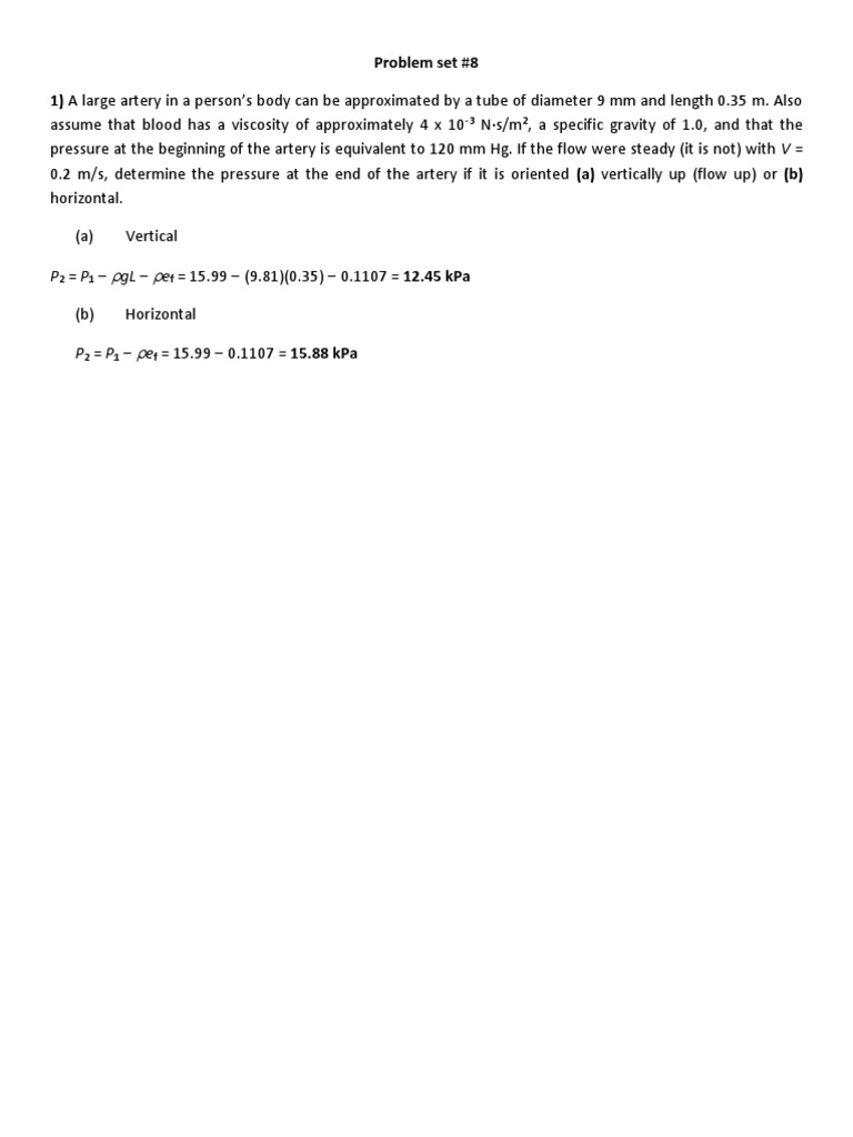 Fluid Dynamics Problem Set Solutions | PDF | Teaching Methods & Materials | Technology & Engineering