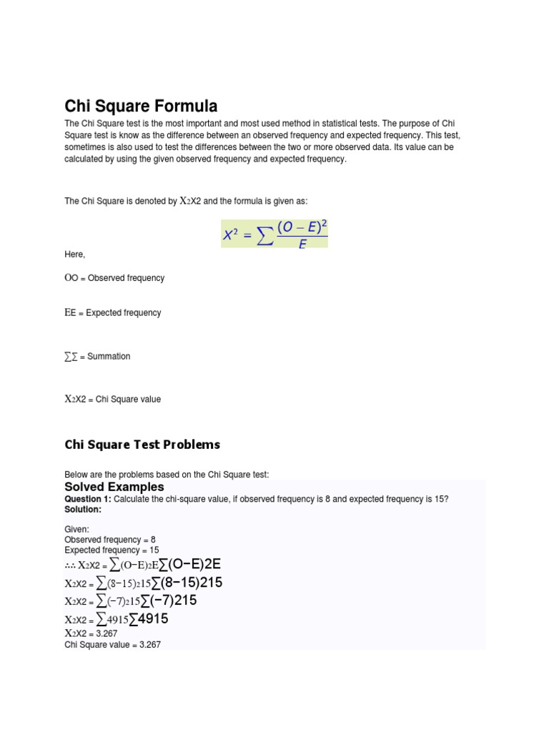 Chi Square Formul1 | PDF | Teaching Methods & Materials