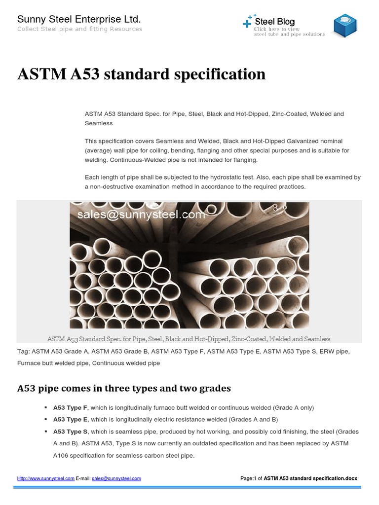 ASTM A53 Standard Specification PDF | PDF