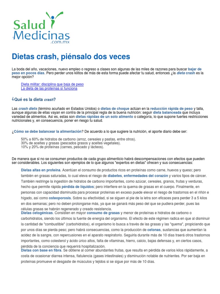 Riesgos y Alternativas a Dietas Crash | PDF | Dieta | Carbohidratos