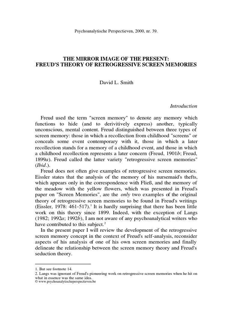 THE MIRROR IMAGE OF THE PRESENT - FREUD'S THEORY OF RETROGRESSIVE ...