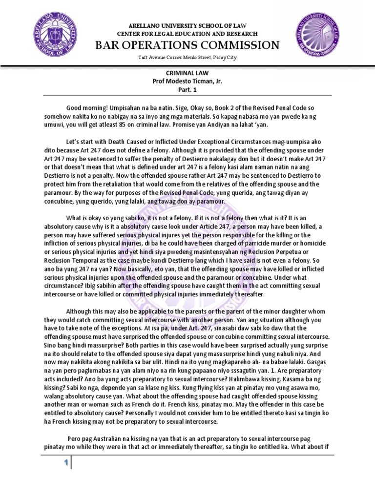 Ticman Crim Part 1 | PDF | Detention (Imprisonment) | Crime & Violence