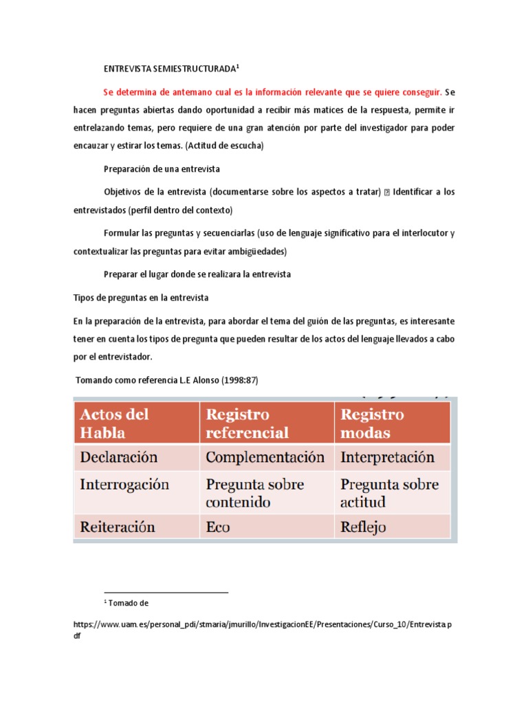 ENTREVISTA SEMIESTRUCTURADA | Cuestionario | Información