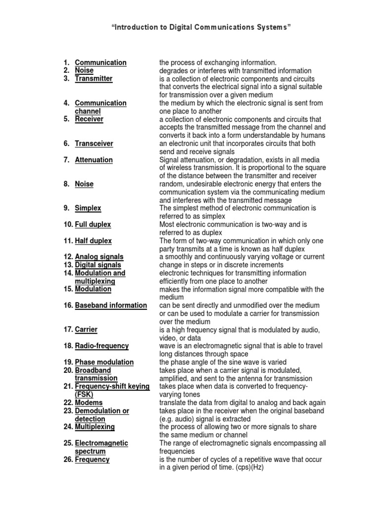 Introduction To Digital Communications Systems | PDF | Telecommunication | Modulation