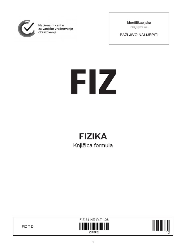 FIZIKA Formule PDF | PDF | Méthodes et références pédagogiques