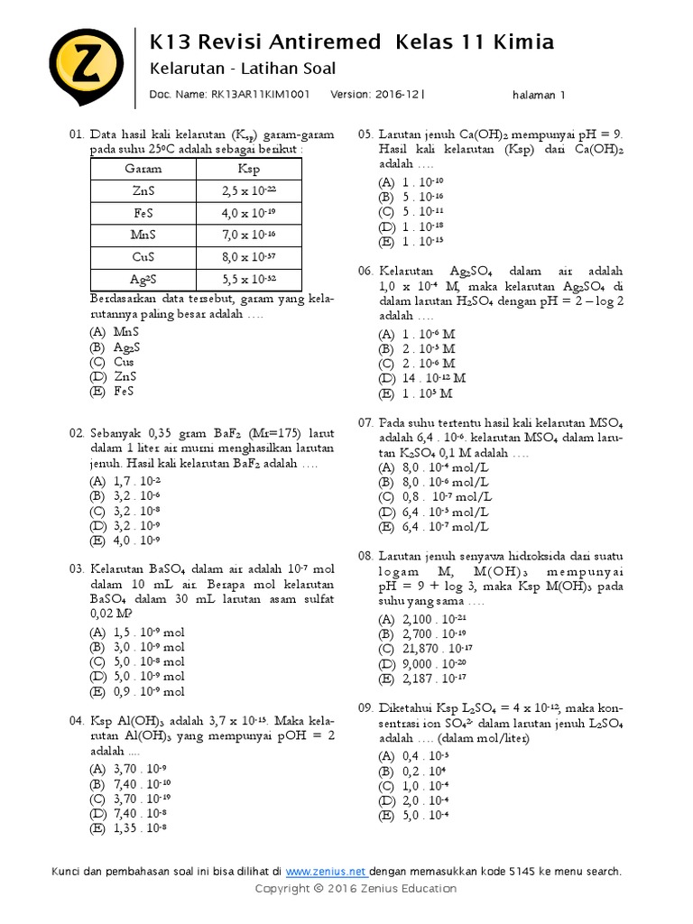 Soal KSP k13 | PDF
