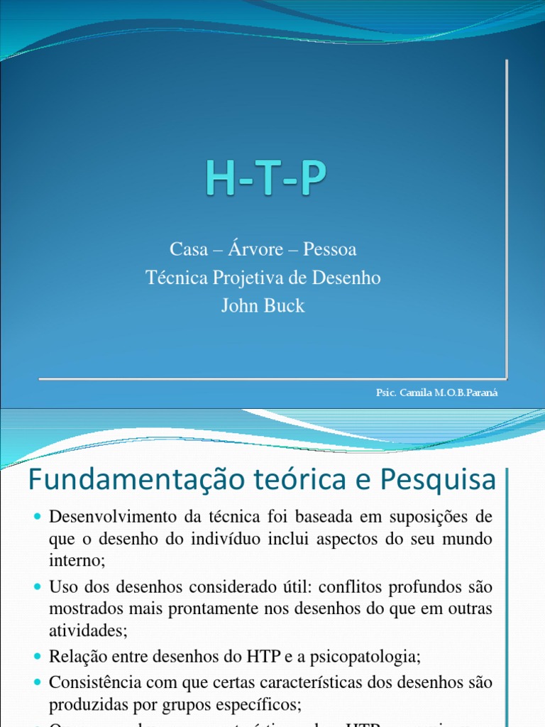 HTP Tecnica Projetiva de Desenho John Buck Psic Camila | PDF | Desenho | Humano