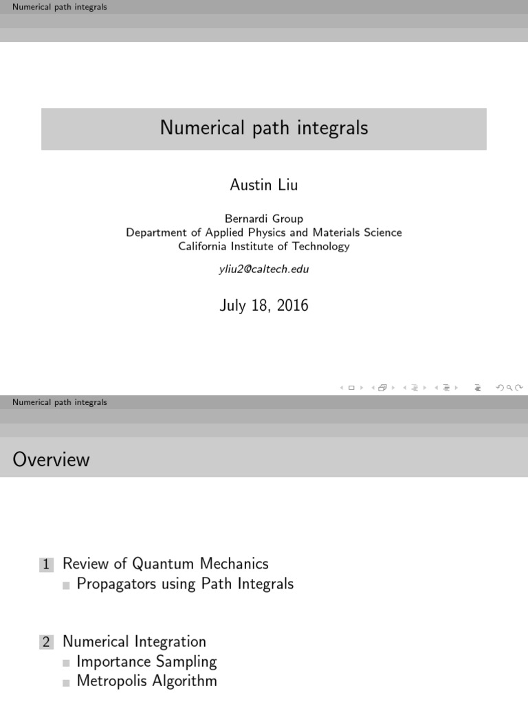Numerical Path Integrals: Austin Liu | PDF | Scientific Method ...