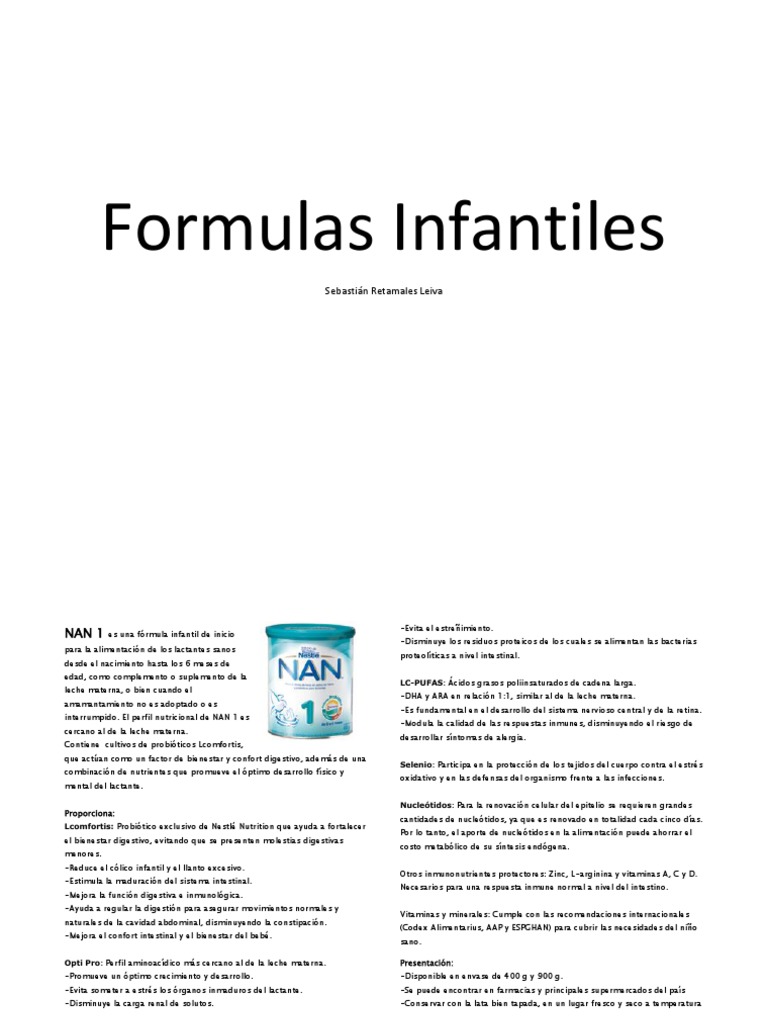 Formulas Infantiles Nestle | PDF | La leche materna | Amamantamiento