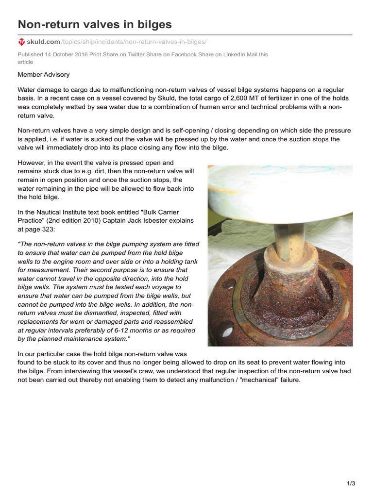 Non-Return Valves in Bilges | PDF | Valve | Pump