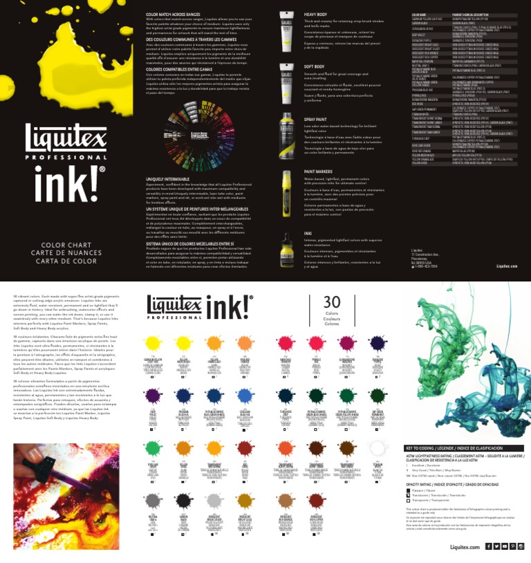 Liquitex Color Chart Ink Leaflet - LR. | Pigment | Magenta
