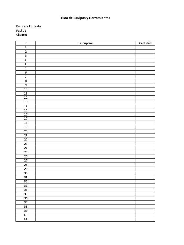 Formato-Lista de Herramientas | PDF