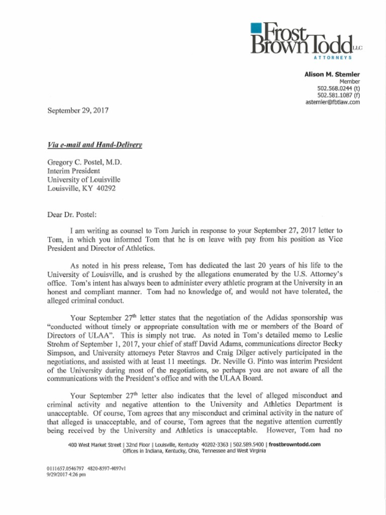 9-29-17 Letter To Gregory C. Postel, M.D. | PDF