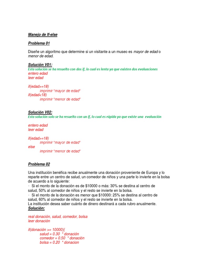 If - Else - Programación | PDF | Conceptos matemáticos | Enseñanza de ...