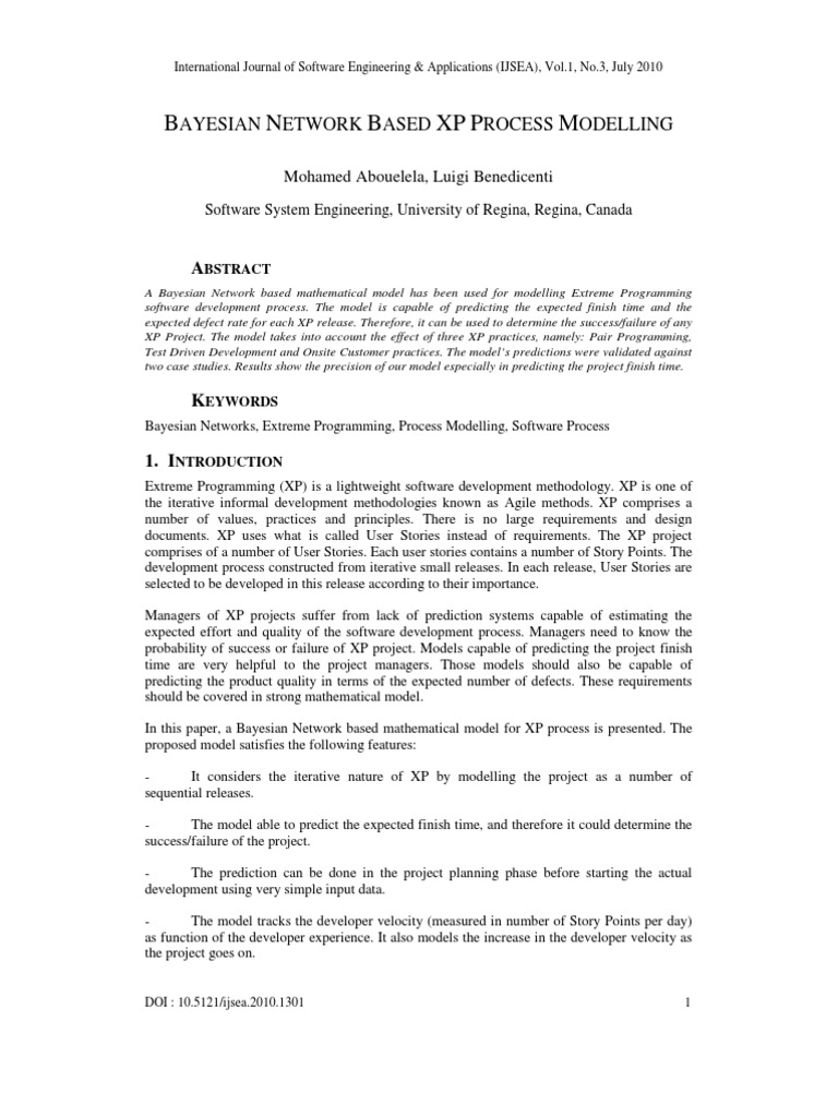 Bayesian Network Based XP Process Modelling | PDF | Mathematical Model | Software Development