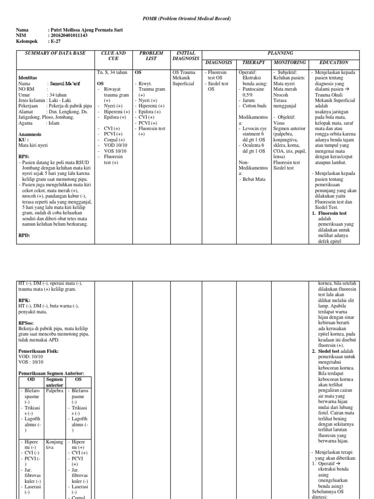 Pomr Mata Os Trauma Mekanik Superficial | PDF