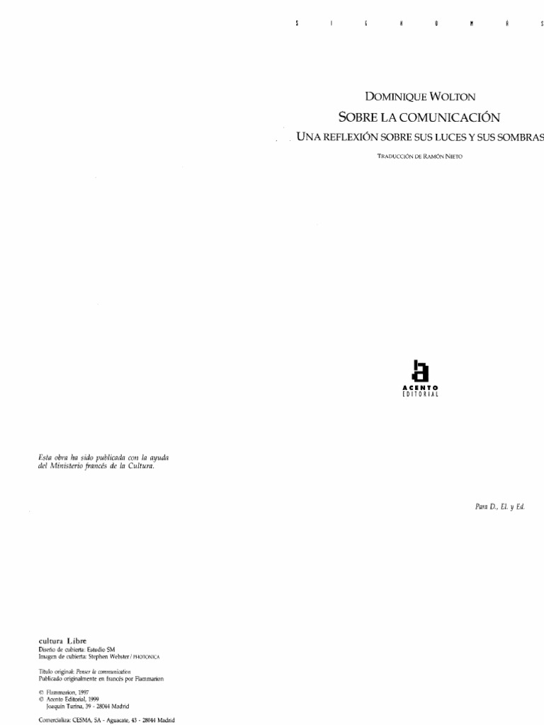 Wolton Dominique Sobre La Comunicacion PDF | PDF