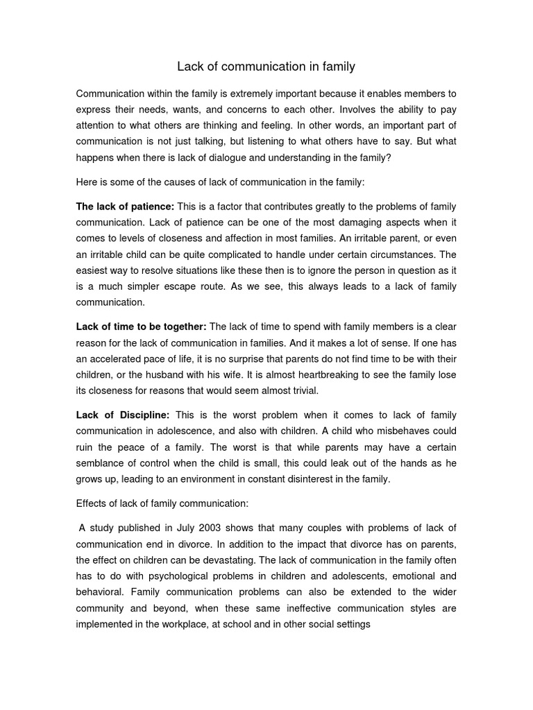 Lack of Communication in Family | PDF | Adolescence | Divorce