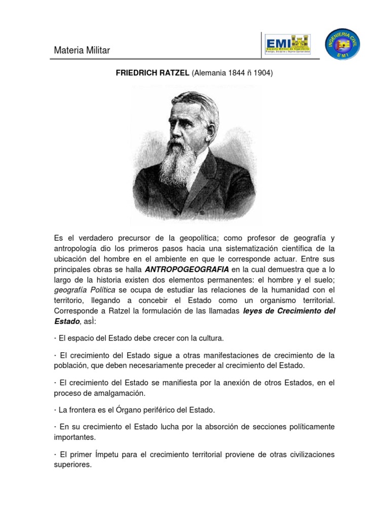 Aportes de Friedrich Ratzel a la Geopolítica | PDF | Geopolítica ...