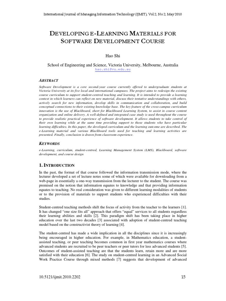 Developing E-Learning Materials For Software Development Course | PDF ...