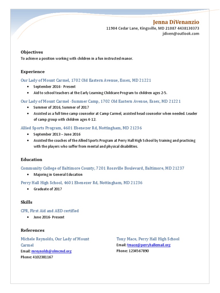 Jenna Divenanzio Resume Final | PDF