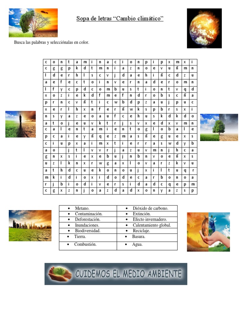 Sopa de Letras Cambio Climatico1 | PDF | Metano | Ciencias de la Tierra