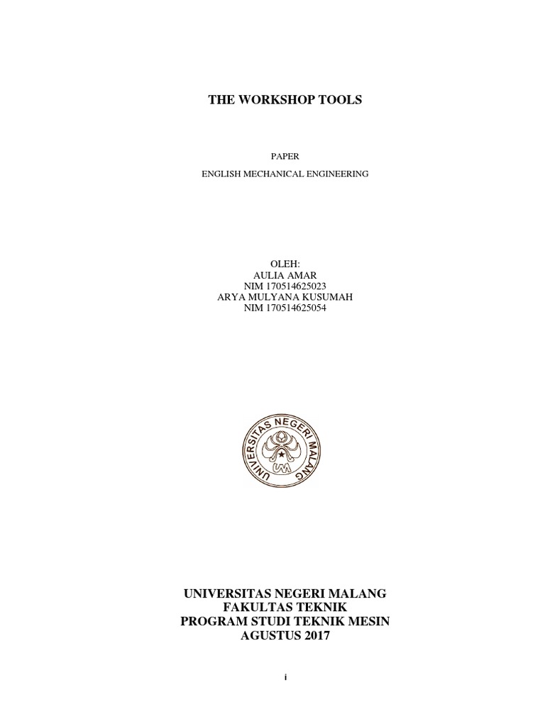 The Workshop Tools: Paper English Mechanical Engineering | PDF | Screw ...