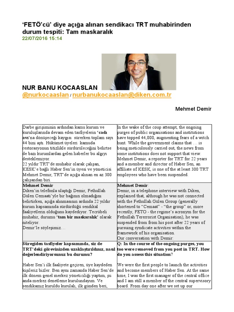 Mehmet Demir Interview Diken | PDF