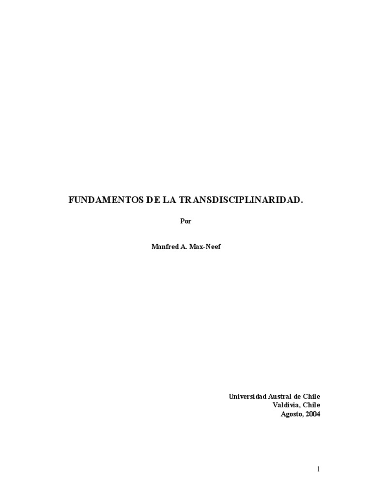 Manfred Max-Neef - Fundamentos de Transdisciplinaridad PDF | PDF ...