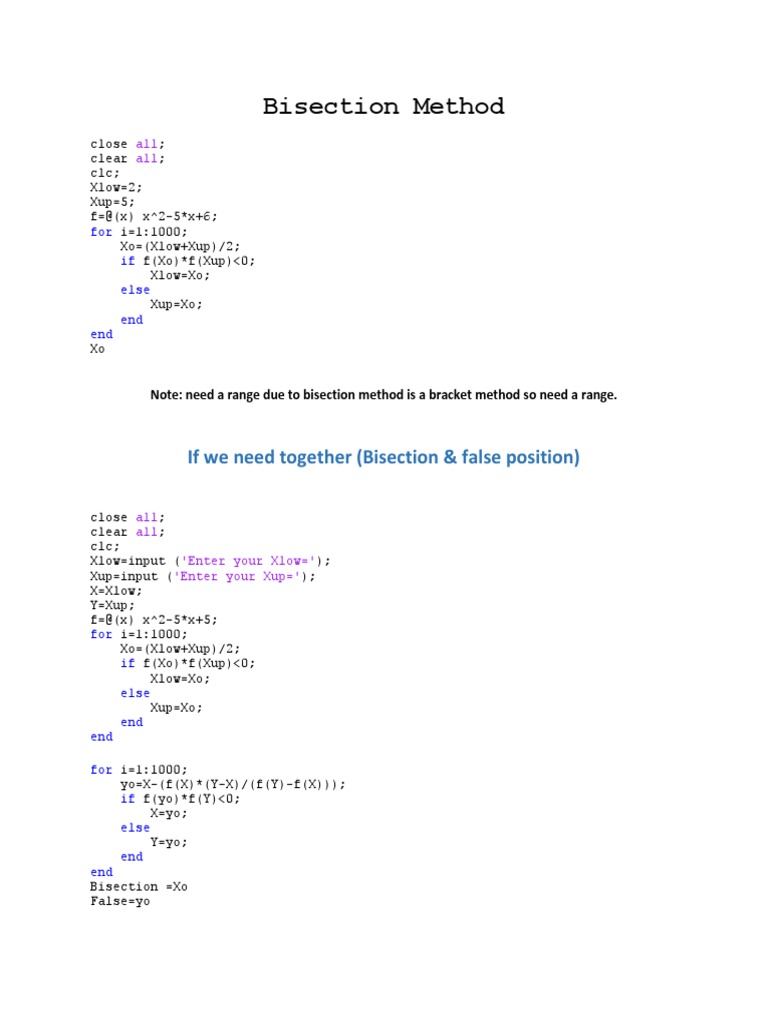 Bisection Method: If We Need Together (Bisection & False Position) | PDF | Computers