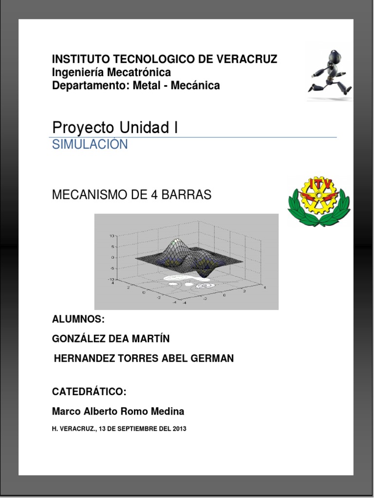 Proyecto en Matlab Mecanismo de 4 Barras | PDF | Mecánica | Ingeniería mecánica
