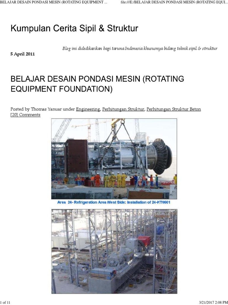 BELAJAR DESAIN PONDASI MESIN (ROTATING EQUIPMENT FOUNDATION) - Kumpulan ...