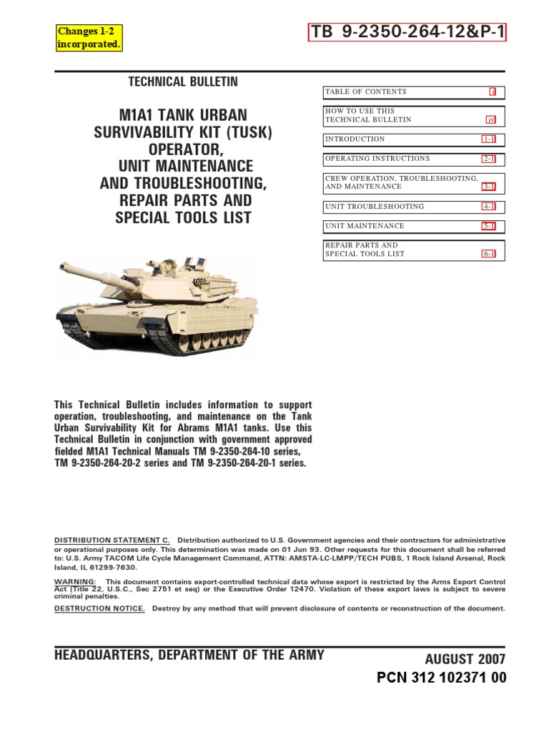TB 9-2350-264-12&P-1 - M1A1 Abrams Tank Urban Survivability Kit (TUSK ...
