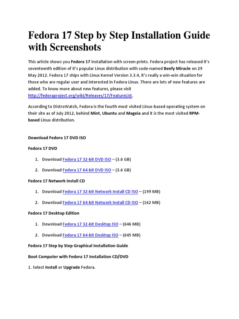 Fedora 17 Installation With Screenshot | Download Free PDF | Fedora ...