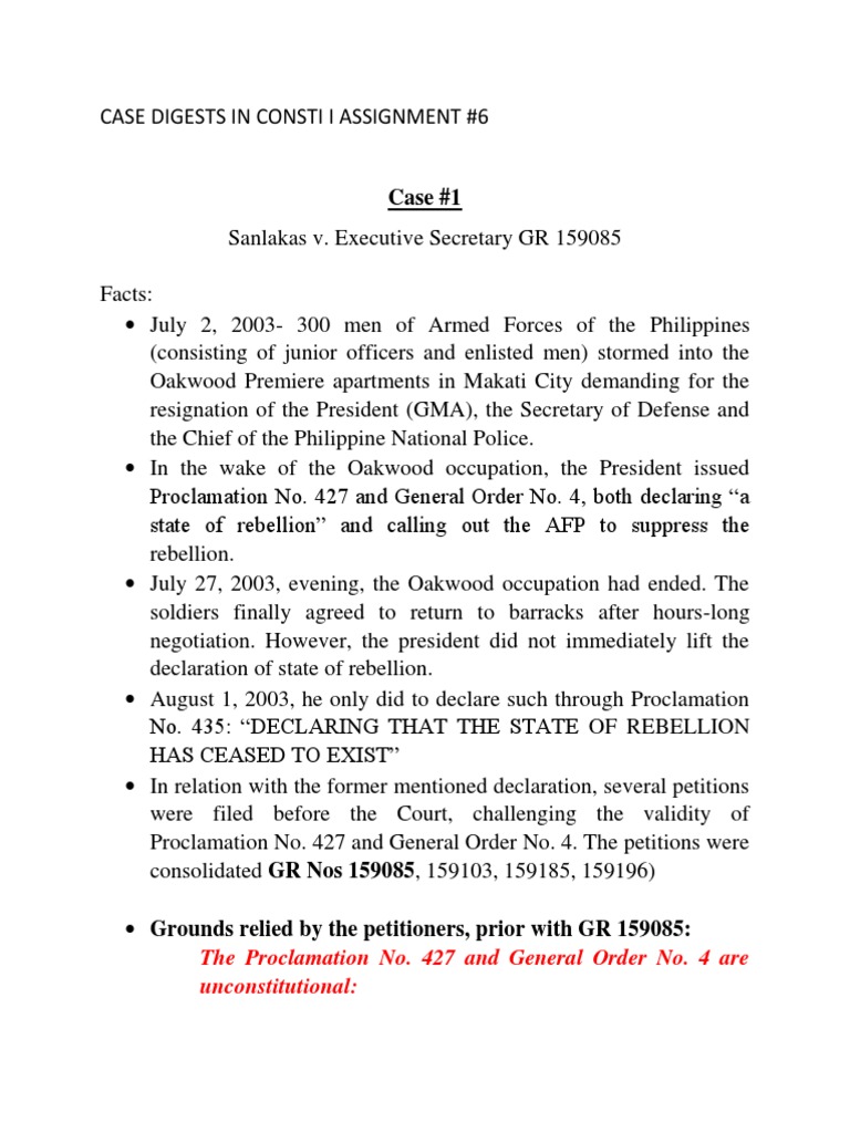 Case #1: The Proclamation No. 427 and General Order No. 4 Are ...