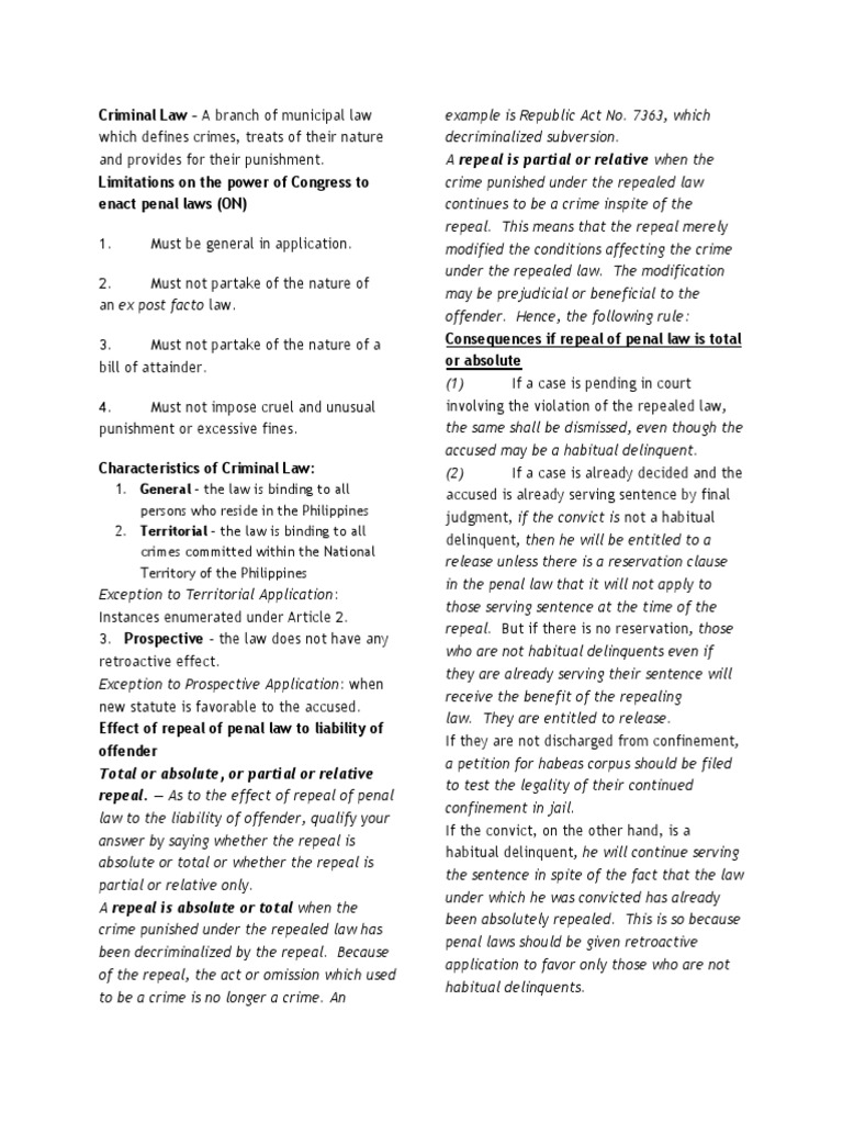 Ateneo Criminal Law Reviewer | PDF | Crime & Violence | Crime Thriller